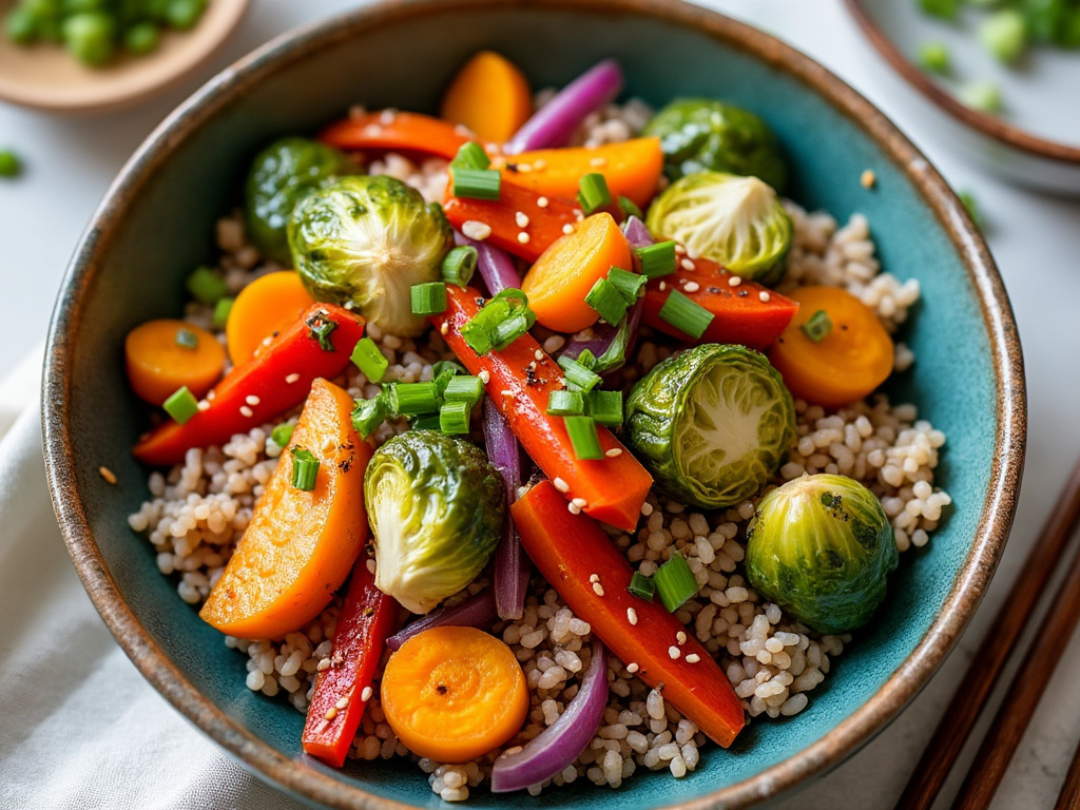 Autumn Vegetable Stir Fry with Brown Rice - Satisfy Your Cravings