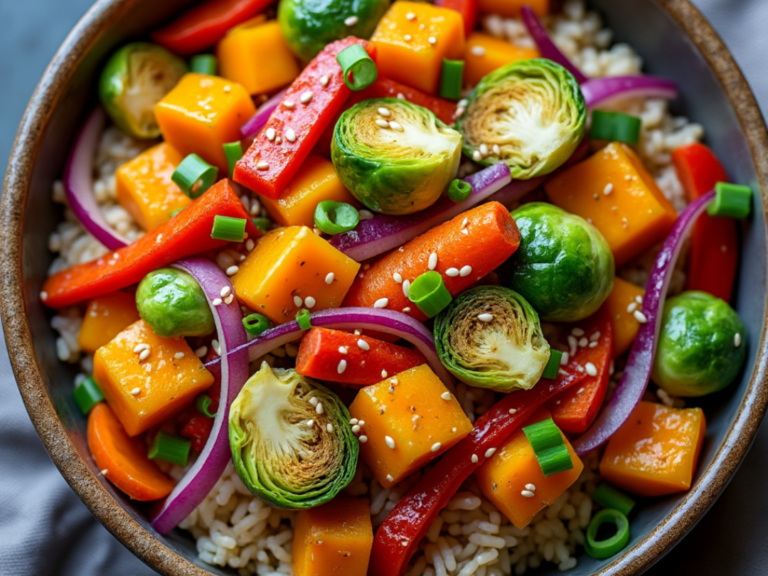 Autumn Vegetable Stir Fry with Brown Rice - Satisfy Your Cravings