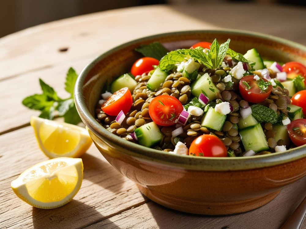 Mediterranean Lentil Salad with Cucumber and Mint - Satisfy Your Cravings